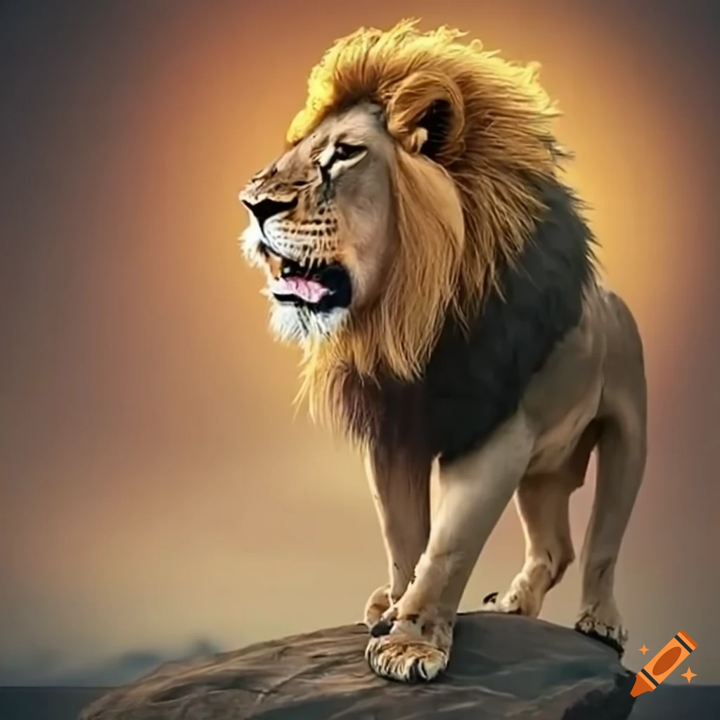 Lion playing with a balloon