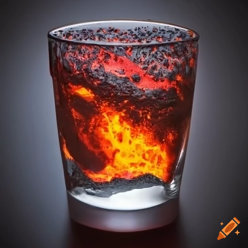 Glass filled with flowing lava on Craiyon