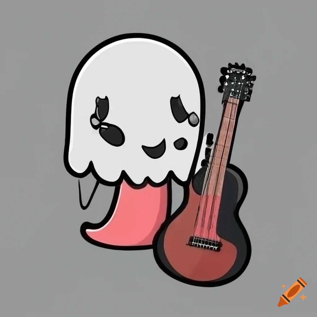 Cute ghost playing a guitar on Craiyon