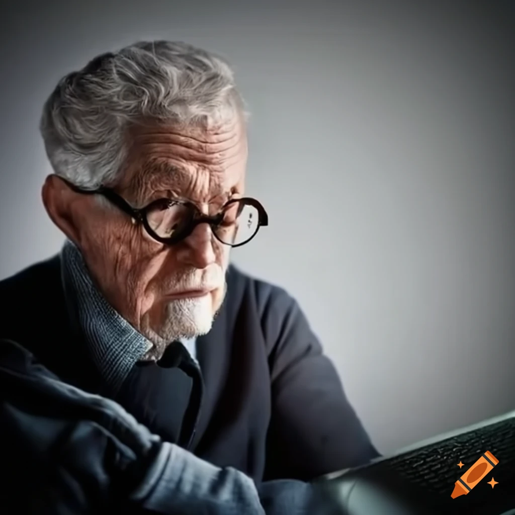 Elderly individuals using a printer on Craiyon