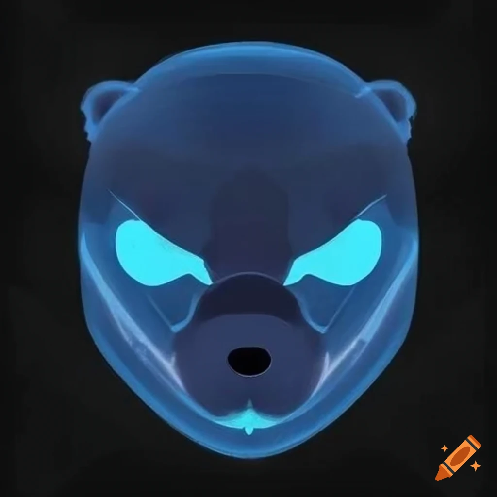 Translucent blue anime spirit mask of a river otter