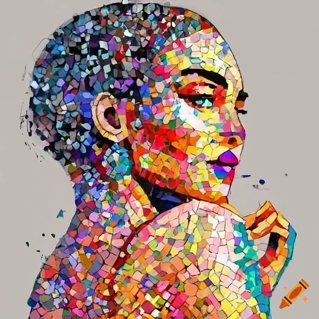 Mosaic art of a woman on Craiyon