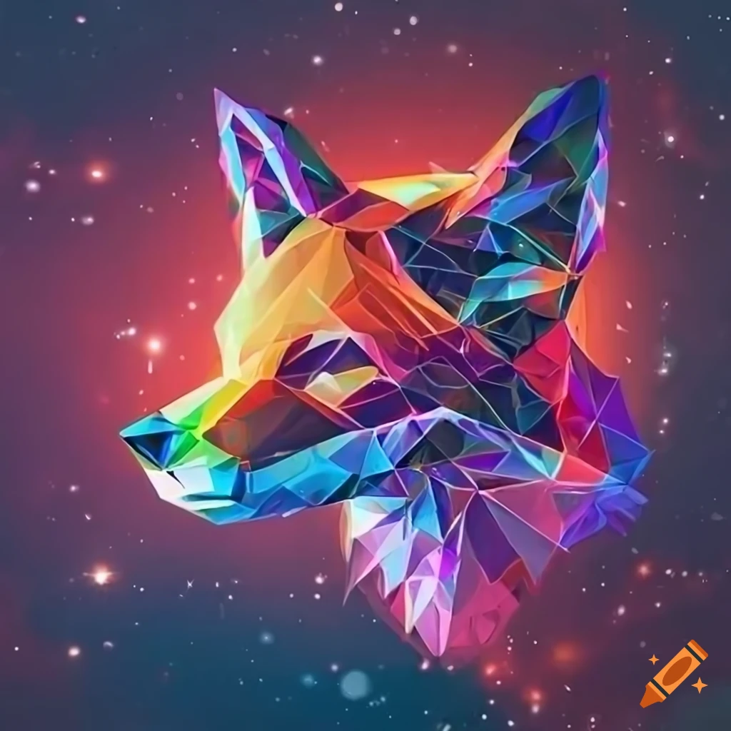 Geometric neon fox in space on Craiyon