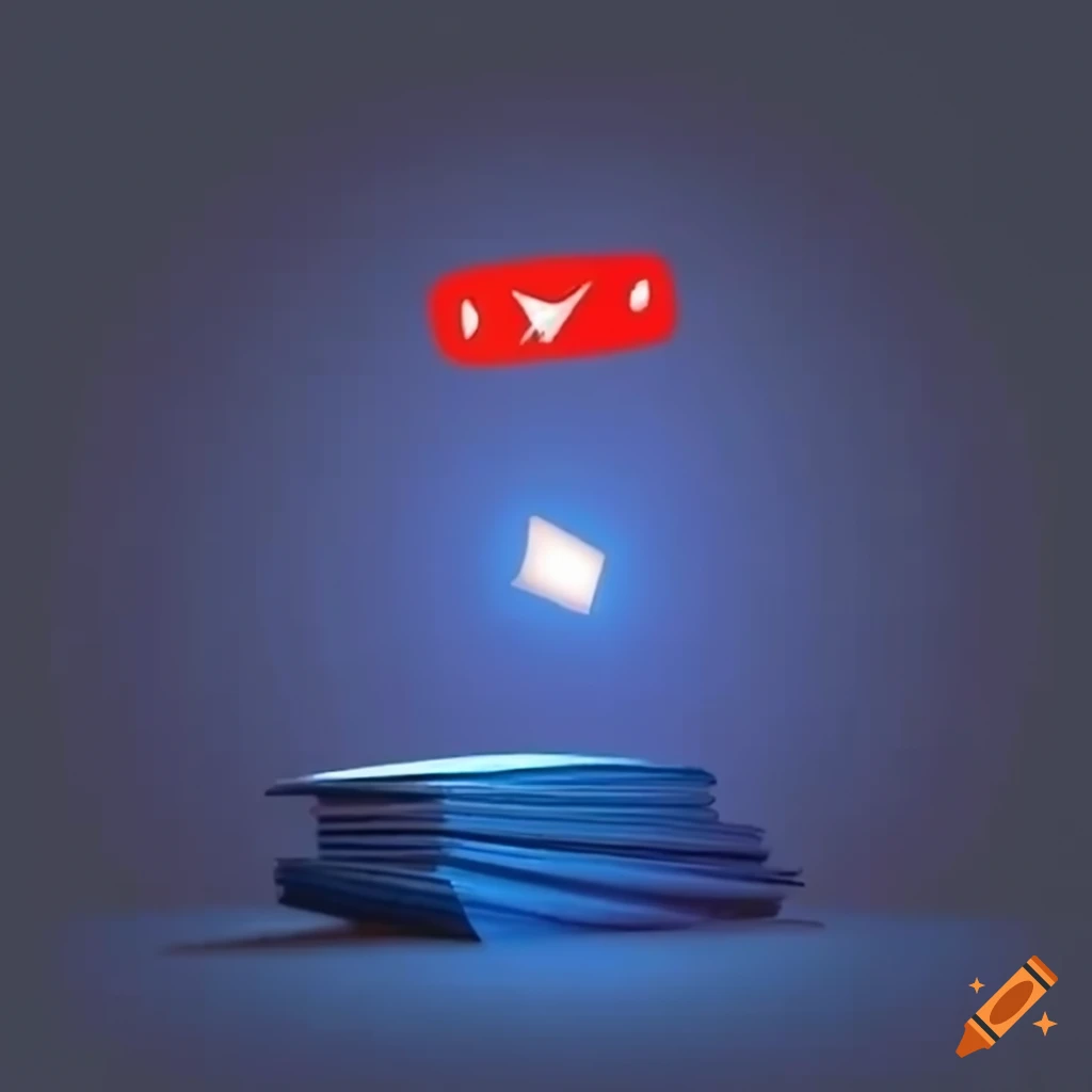 Flying youtube logo out of a book on Craiyon