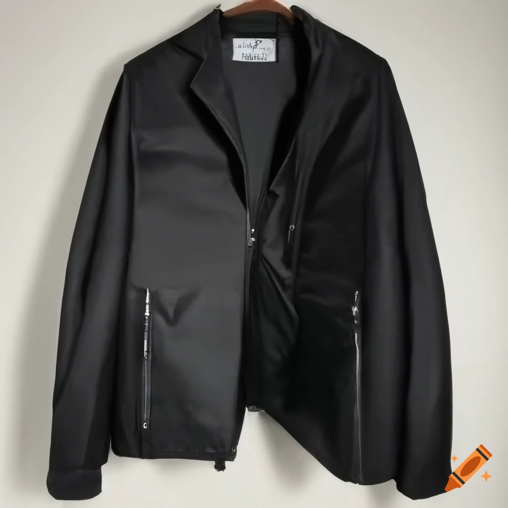 Black full-length men's jacket by raf simons on Craiyon