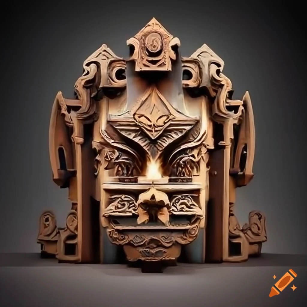 Architectural stave carving artwork with zelda game motif on Craiyon