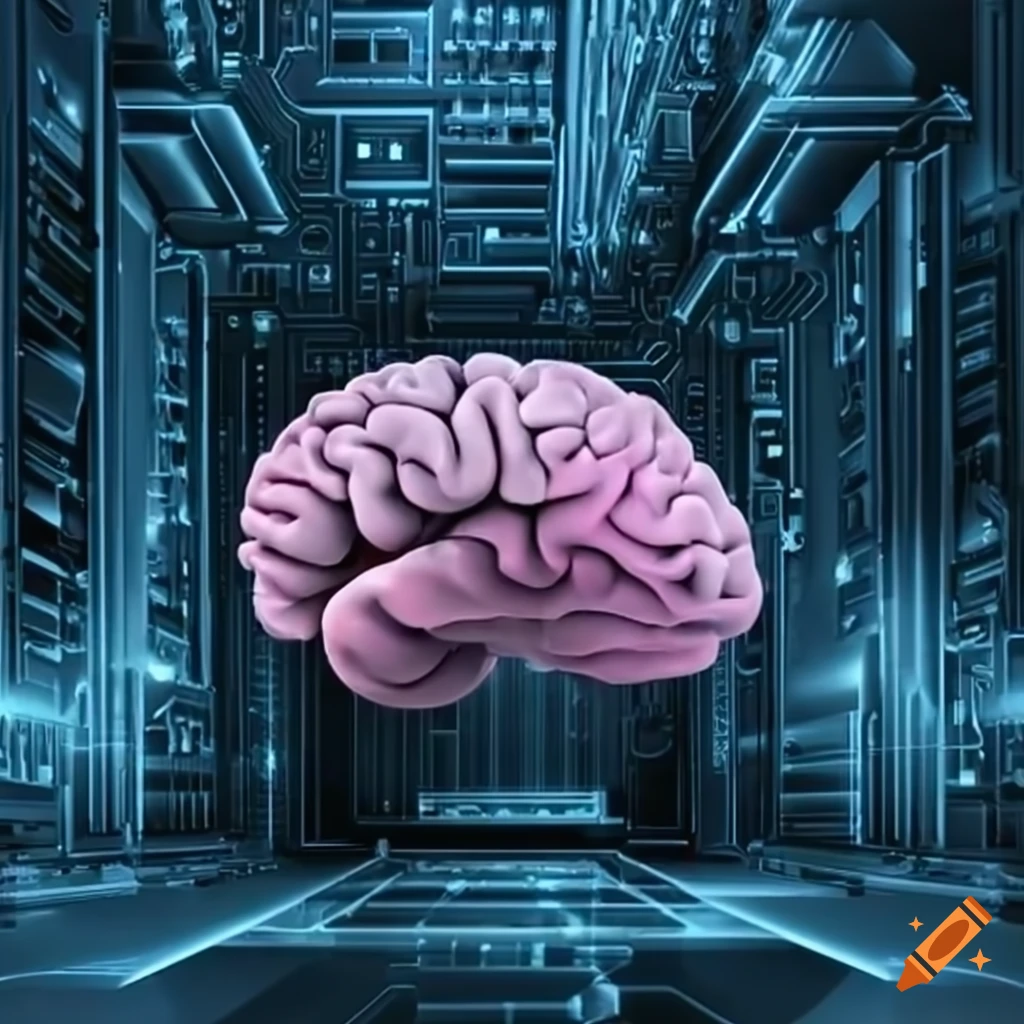 Artwork of a brain connected to a computer on Craiyon