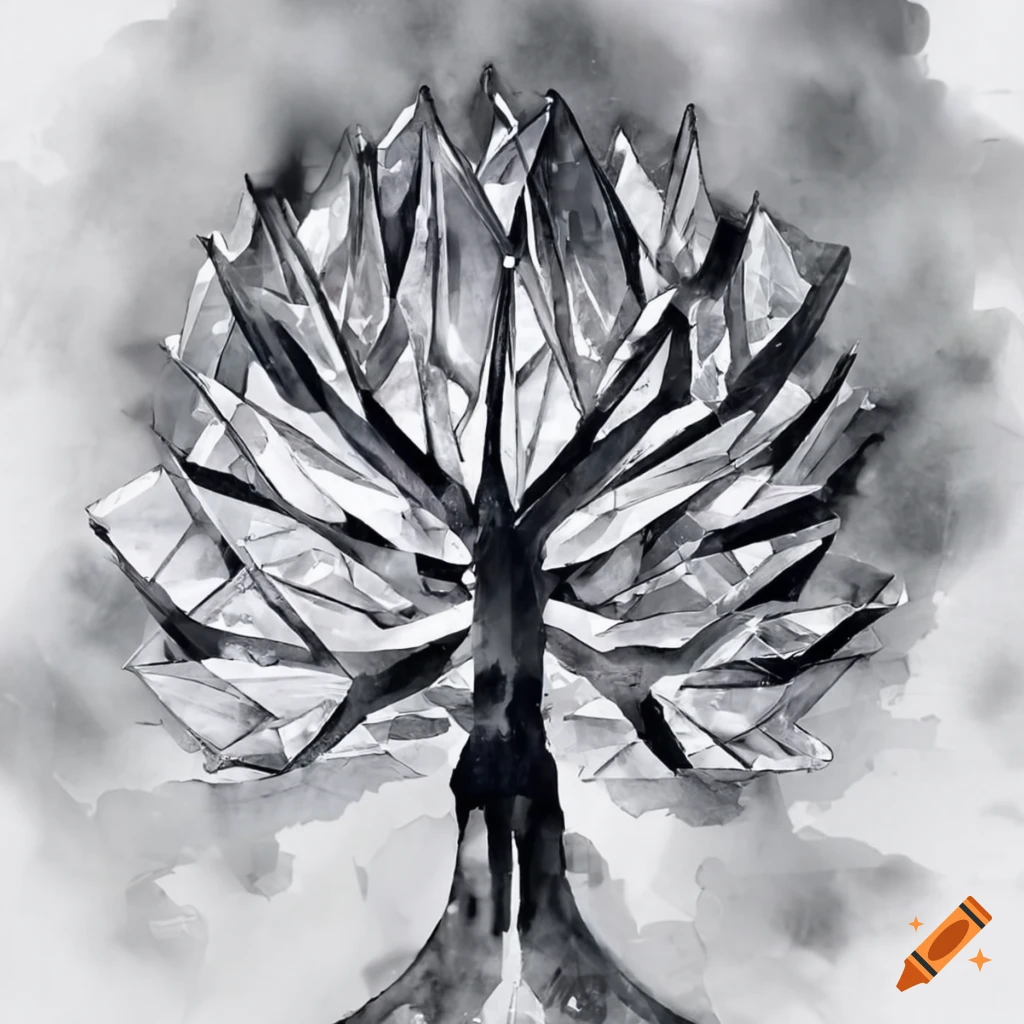 Crystal tree sculpture on Craiyon