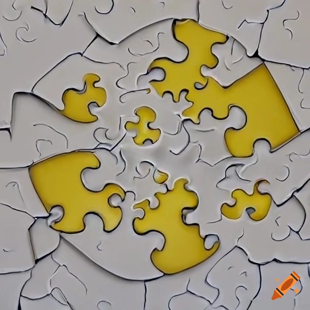 Exploding golden jigsaw puzzle piece with light shining through cracks ...