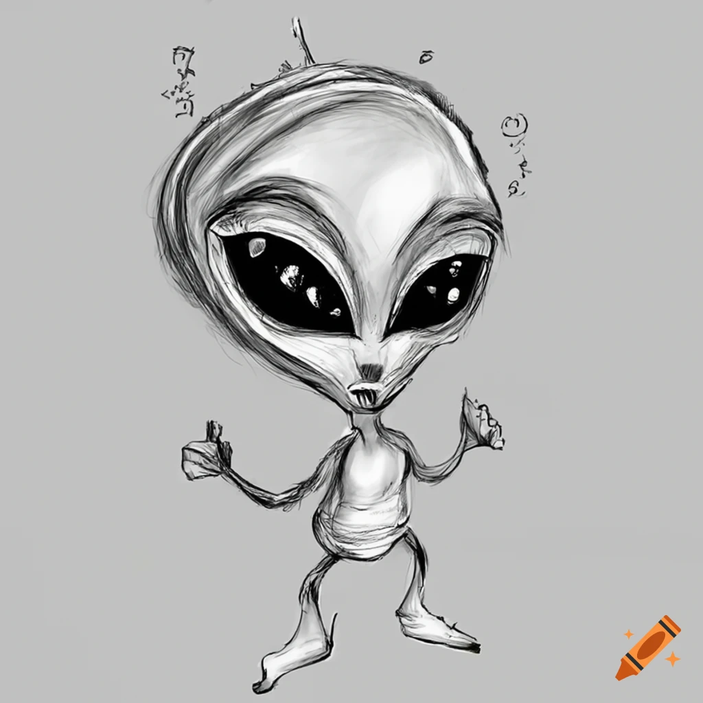 Cartoon alien saying goodbye on Craiyon