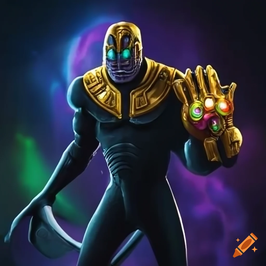 Image of alien x with infinity gauntlet on Craiyon