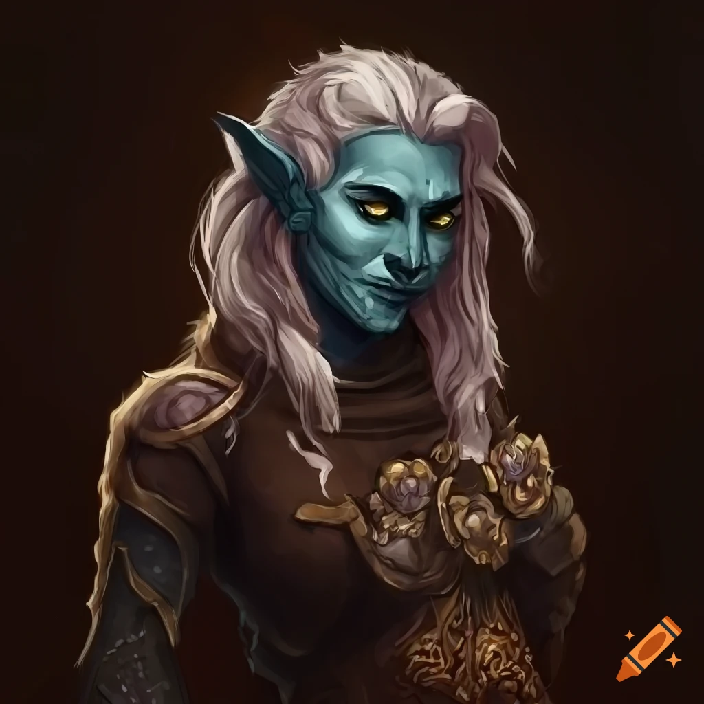 Intriguing air genasi sorcerer with clockwork aura on Craiyon