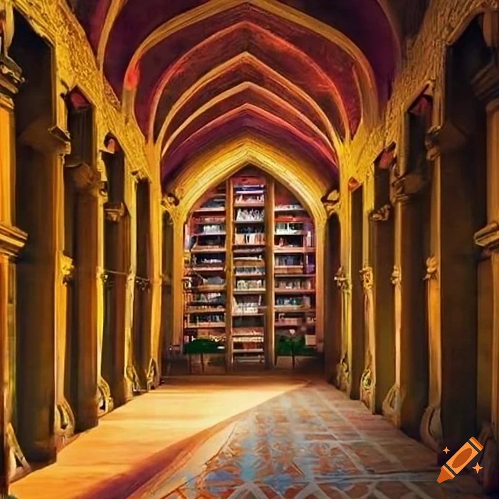 Iranian library with a beautiful roof garden on Craiyon