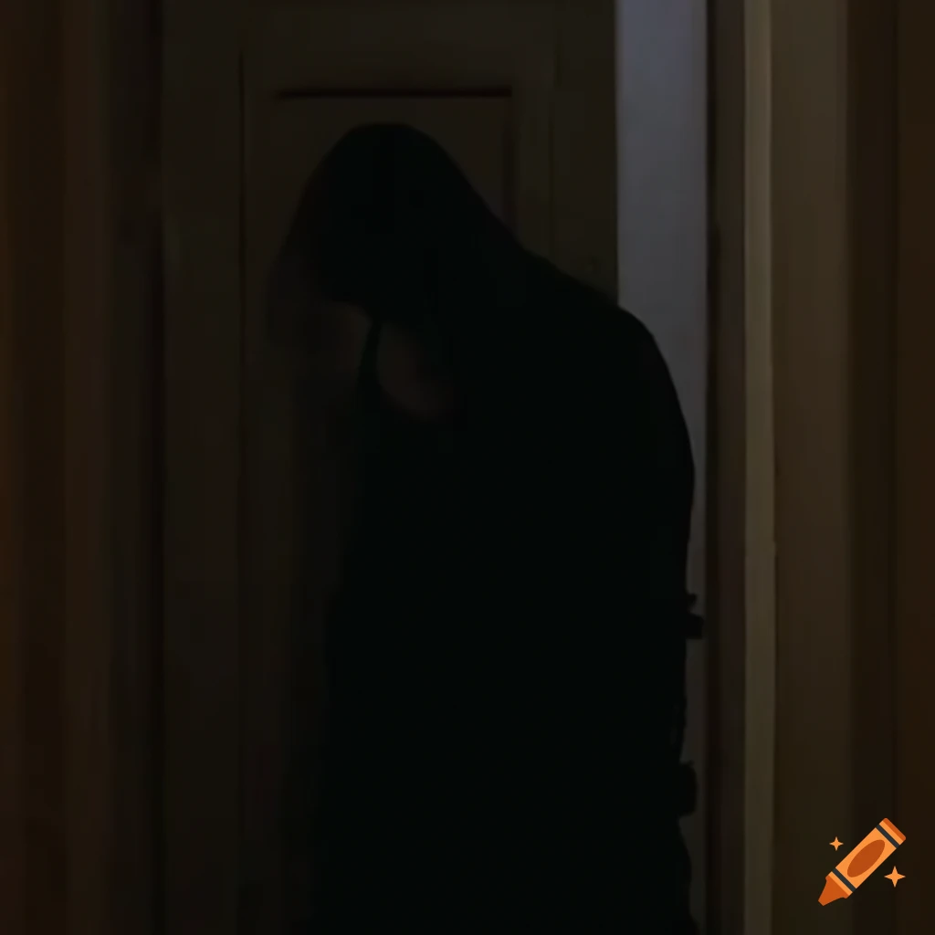 Unsettling image of a creepy shadow man in a doorway on Craiyon