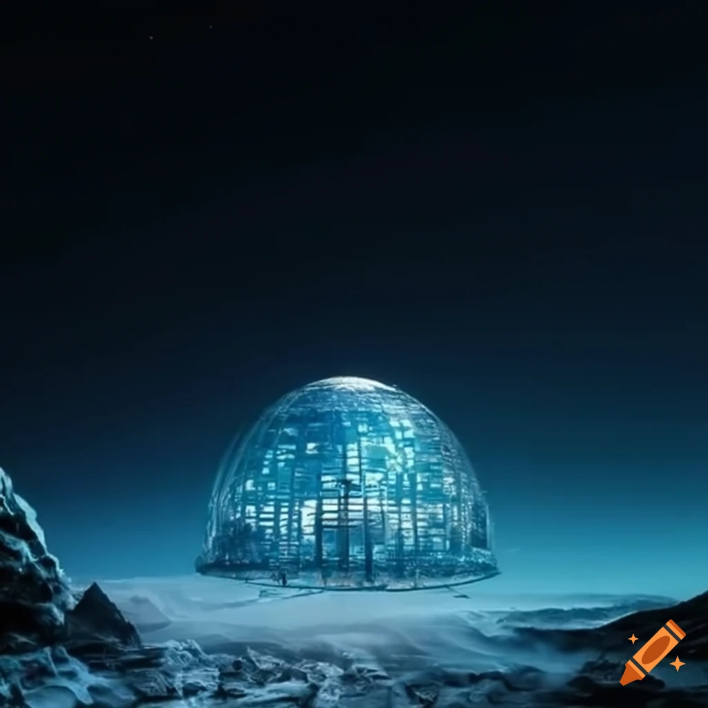 Futuristic martian city with a protective dome on Craiyon
