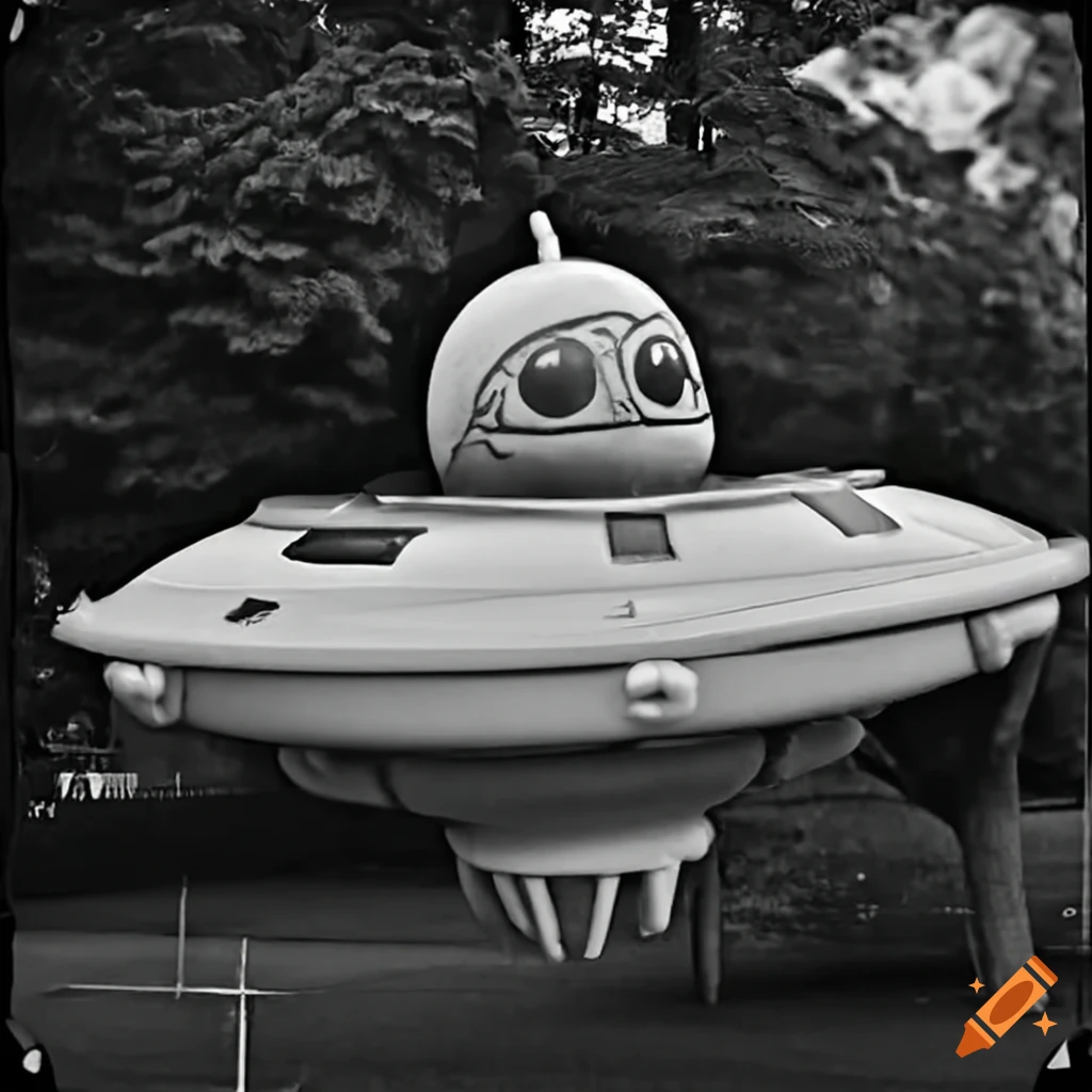 Mcdonald's ufo with a grey alien clown mascot on Craiyon