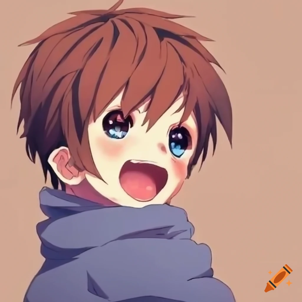 Cute anime kid laughing uncontrollably on Craiyon