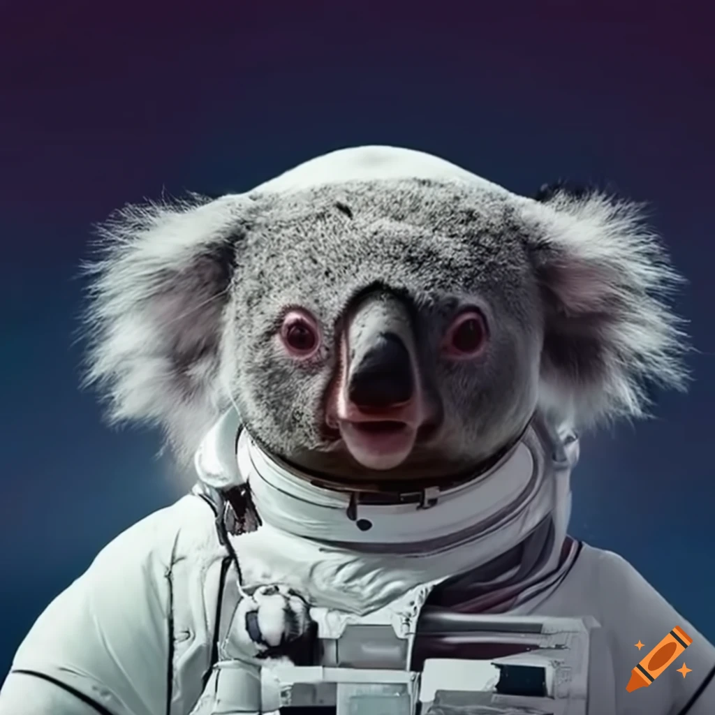 Koala in space station with spacesuit