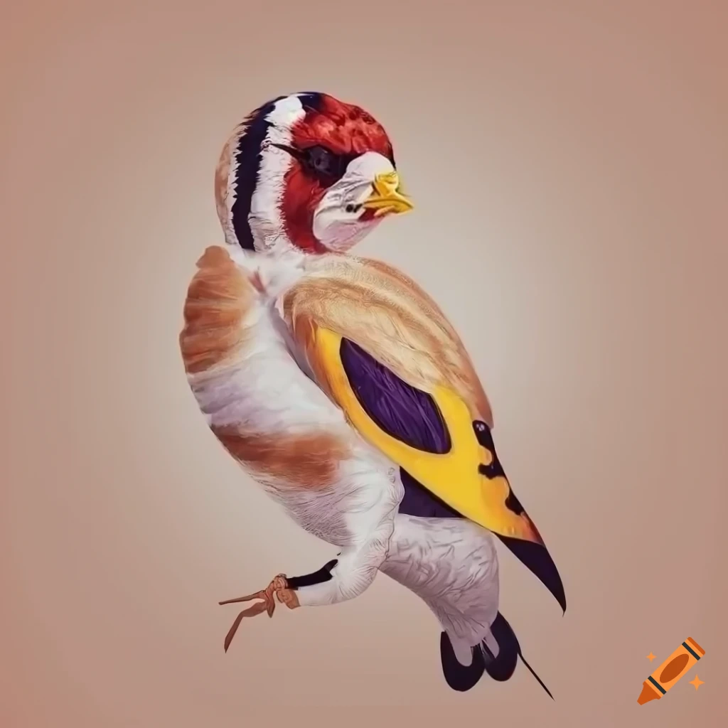 Photo of a european goldfinch with yellow golden wings on Craiyon