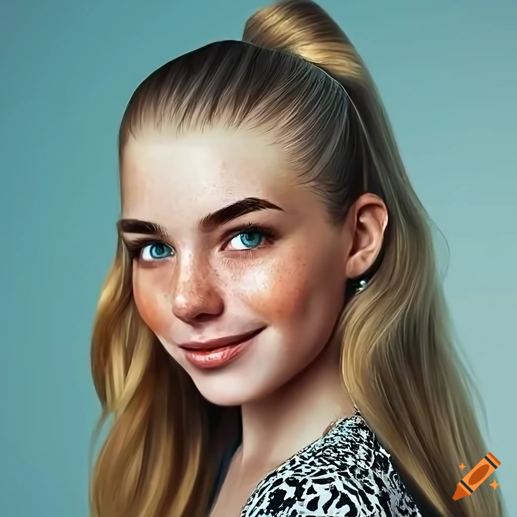 Portrait Of A Young Woman With Freckles And Dark Blonde Hair On Craiyon