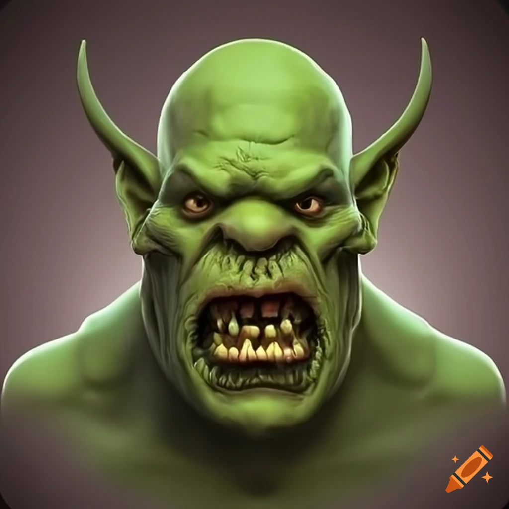 Illustration of an ogre with tusks on Craiyon