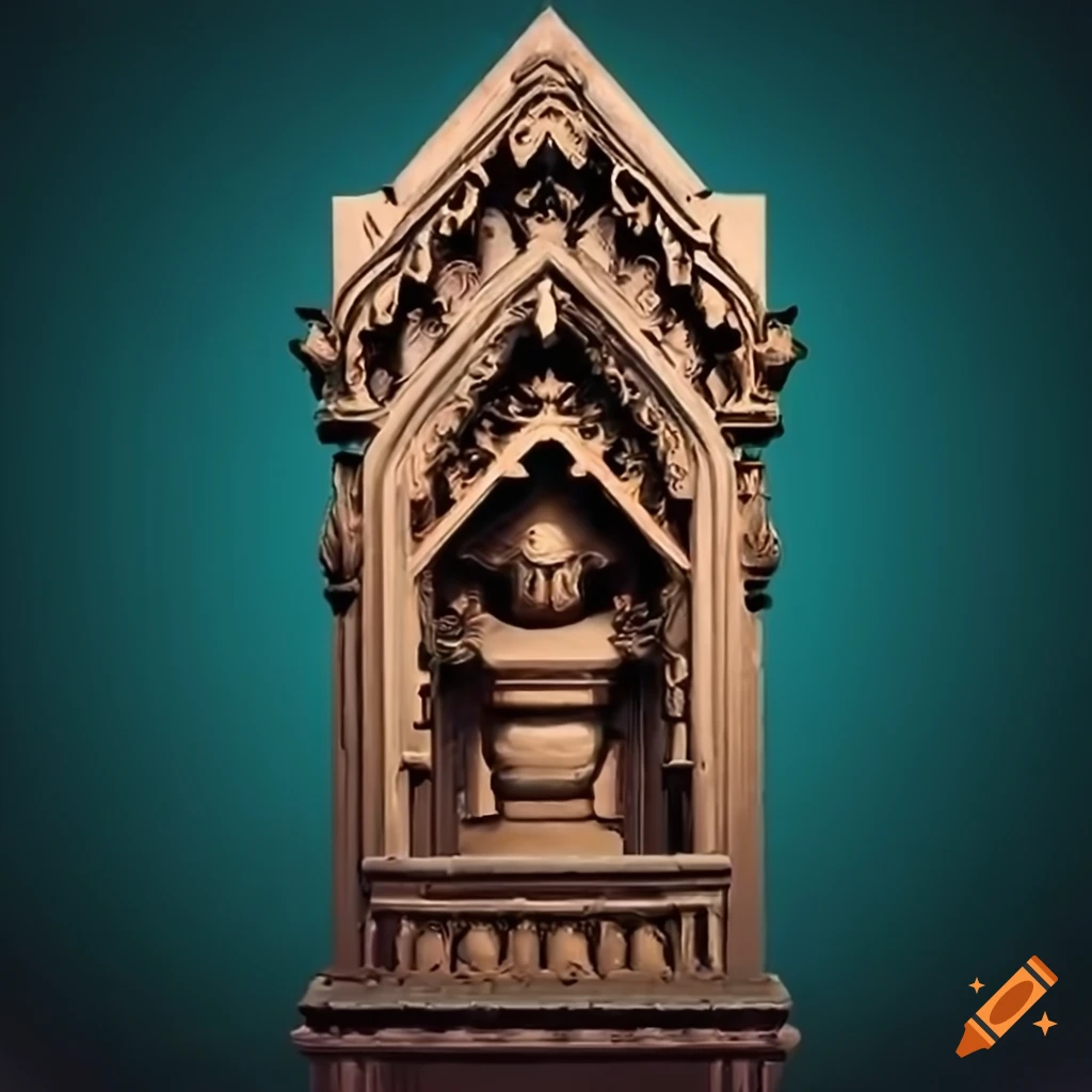 Architectural stave carving artwork with zelda game motif on Craiyon