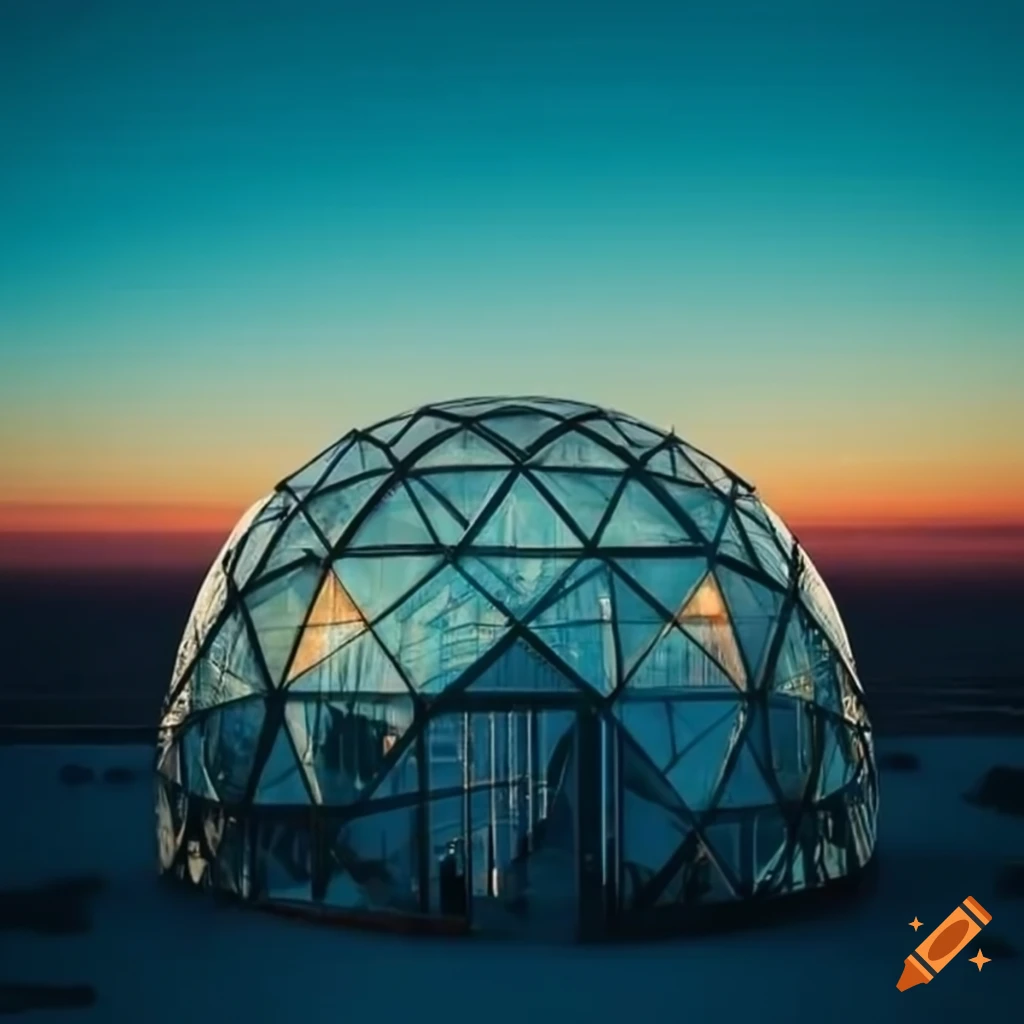 Glass dome city in desert