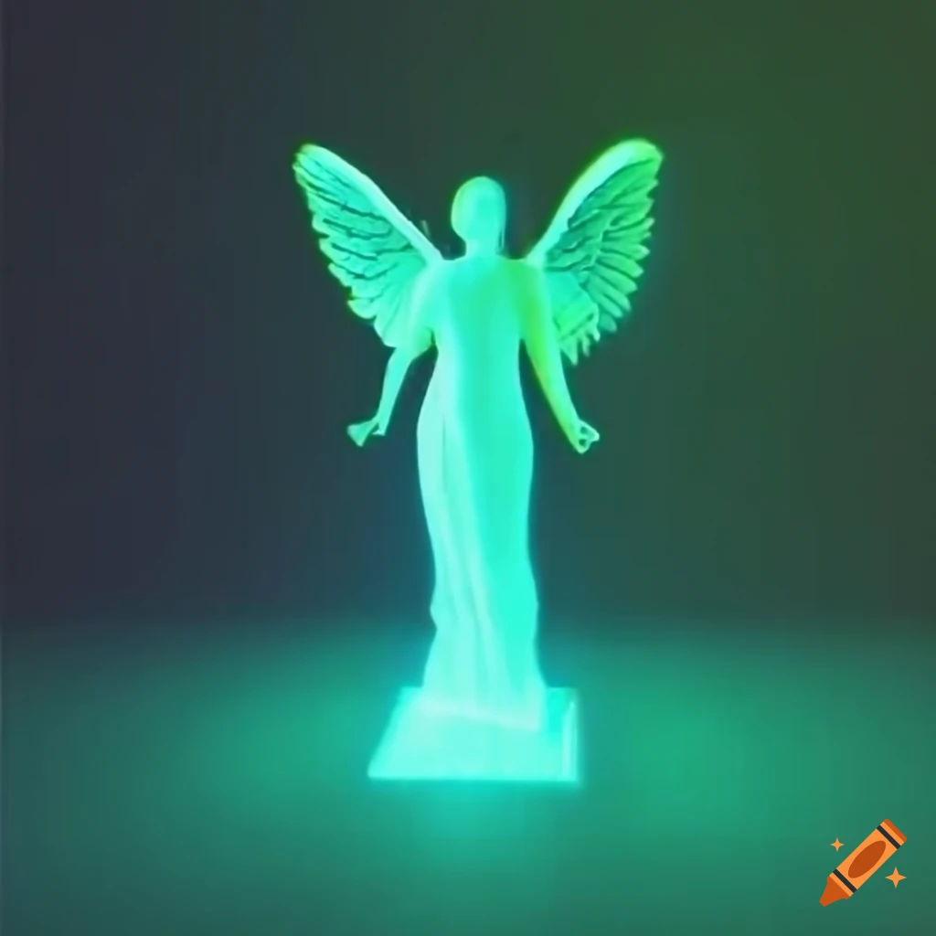 Double exposure of an angel statue and matrix code on Craiyon
