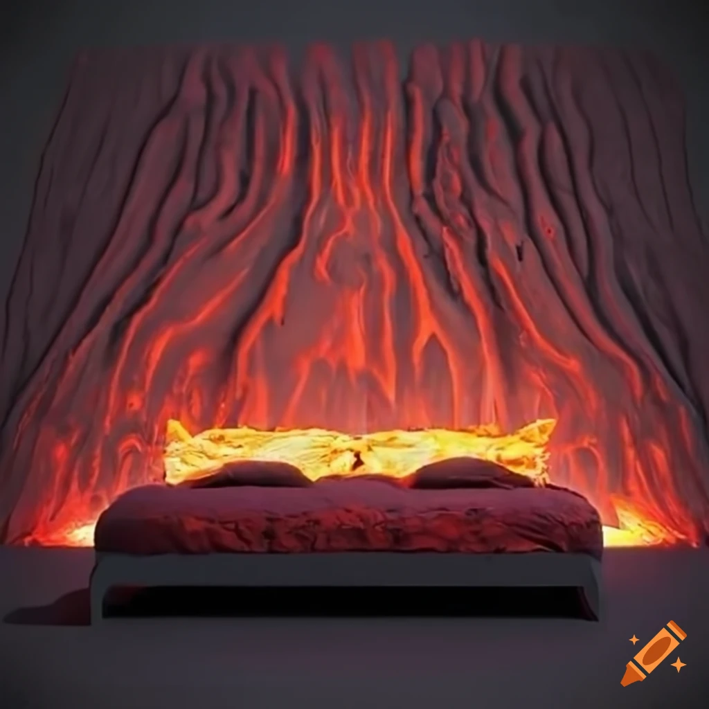 Unique bed design inspired by lava on Craiyon