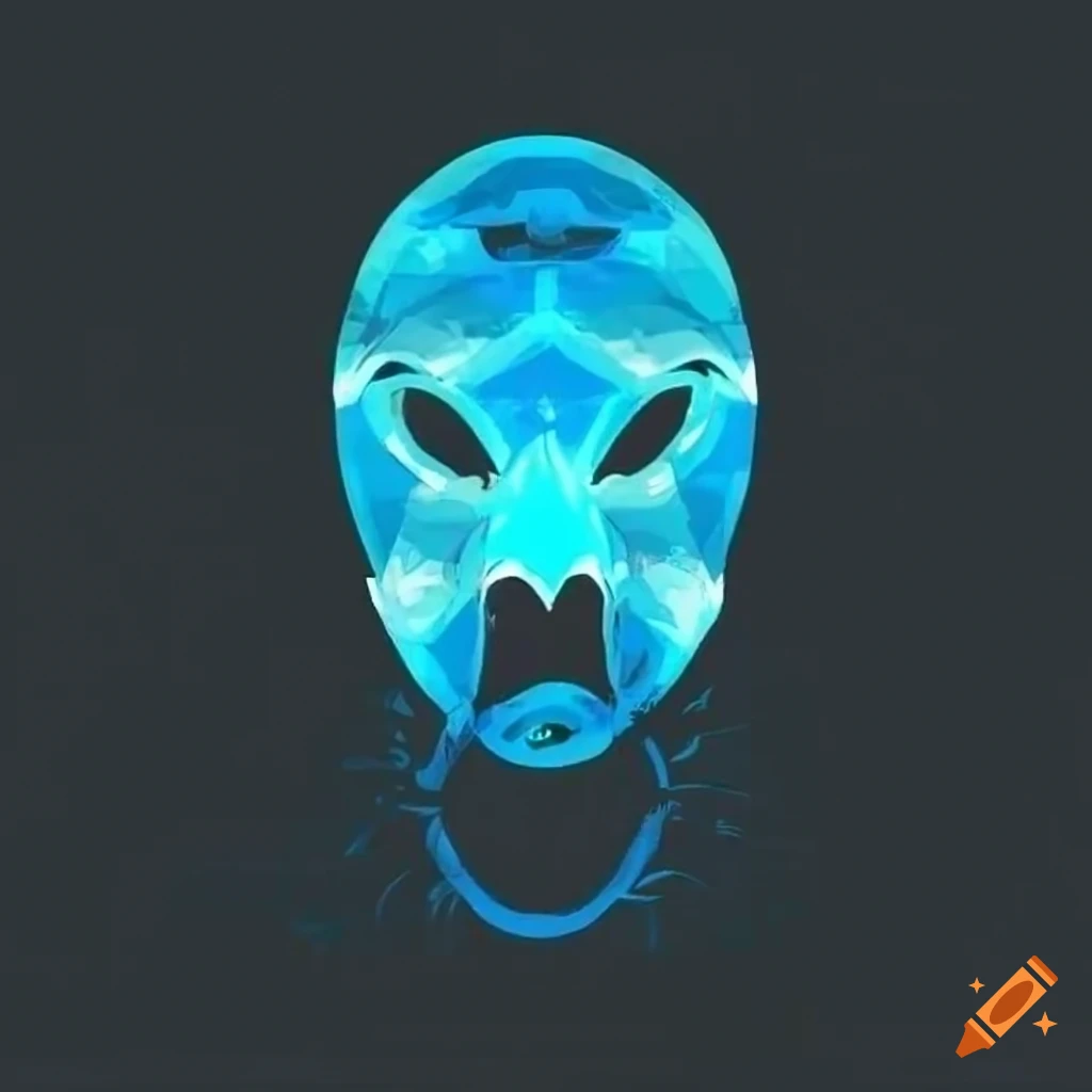 Translucent blue energy flamingo spirit mask on Craiyon