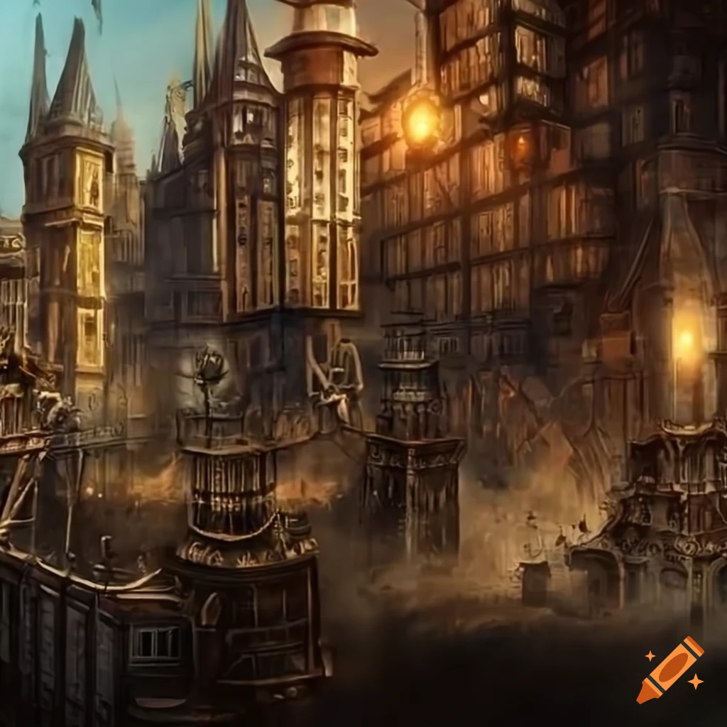Steampunk city artwork