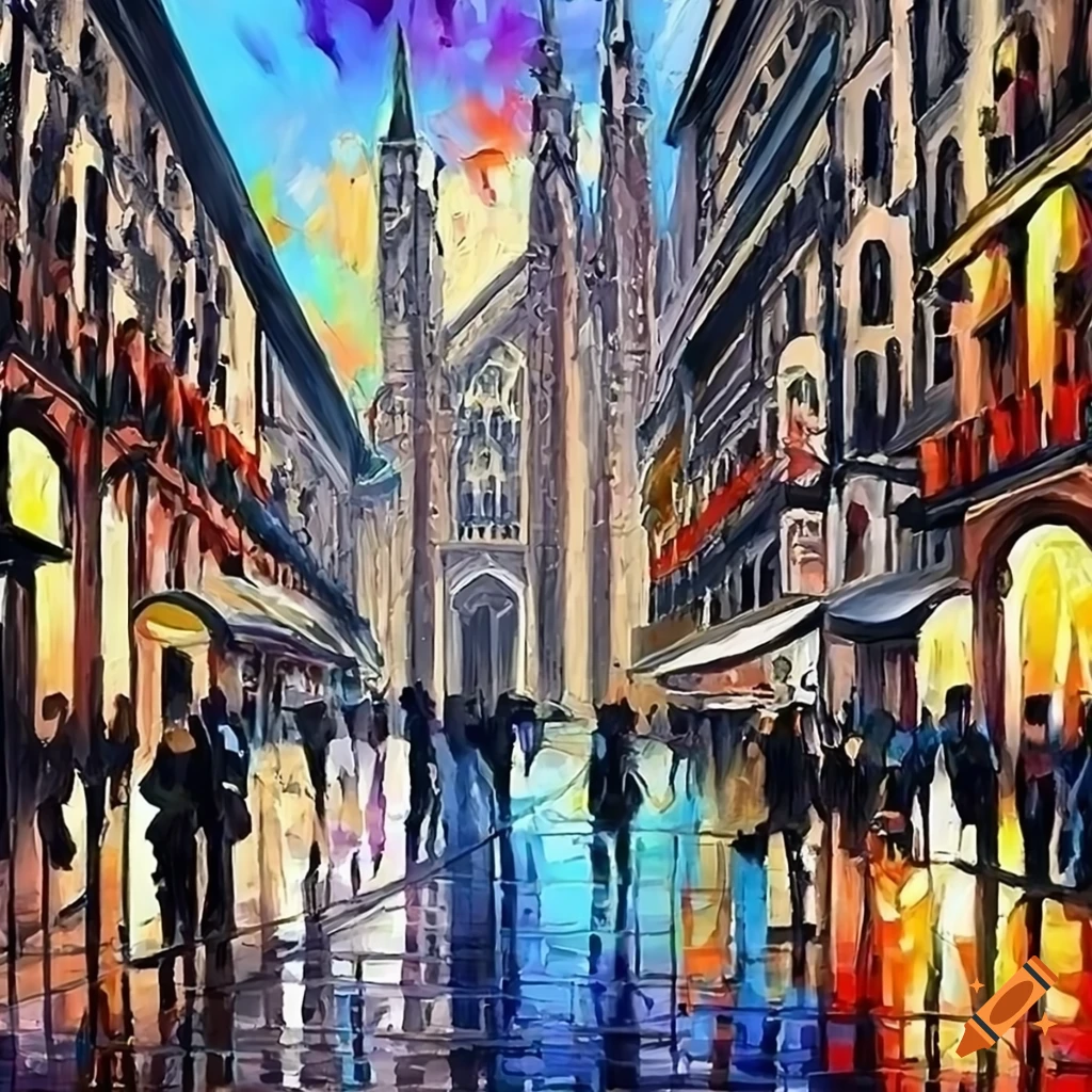 Colorful painting of rainy london streets on Craiyon