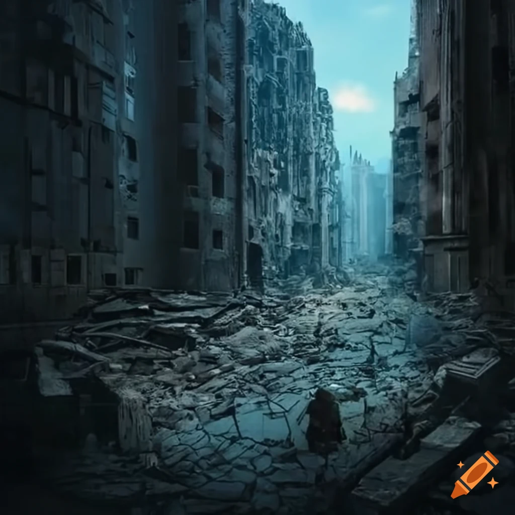 Image of a deserted and destroyed city on Craiyon