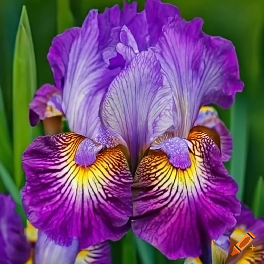 Close-up of an iris flower on Craiyon