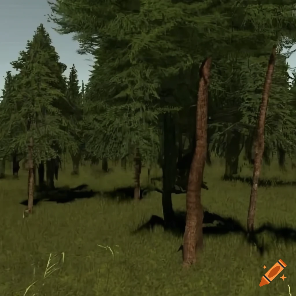 Retro 3d-rendered forest on Craiyon