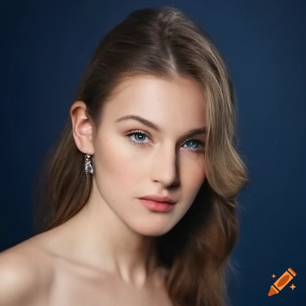 Captivating portrait of a young female model on Craiyon