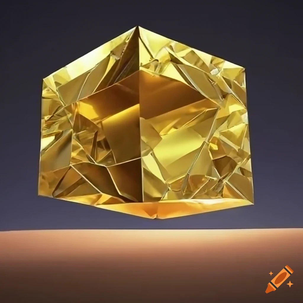 Solid golden triangle with engraved symbols on Craiyon