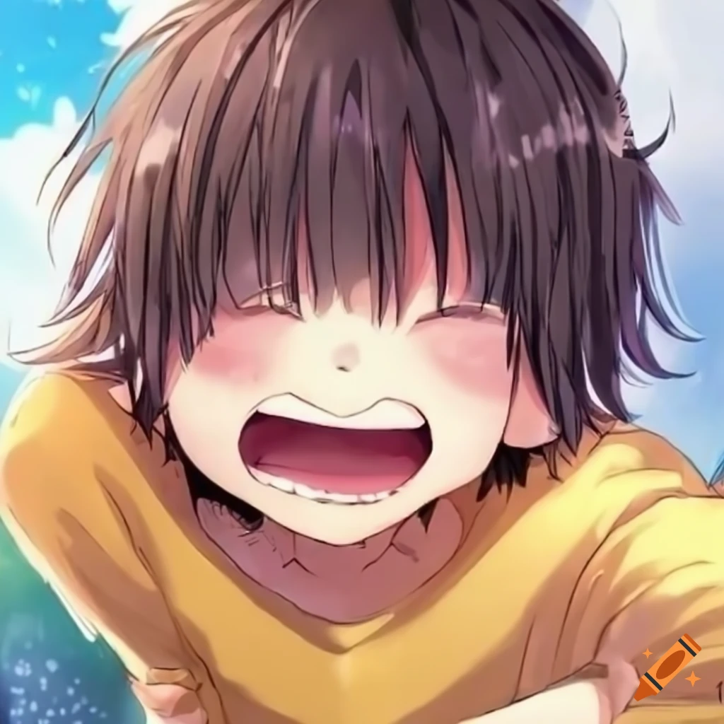 Cute anime child with different facial expressions