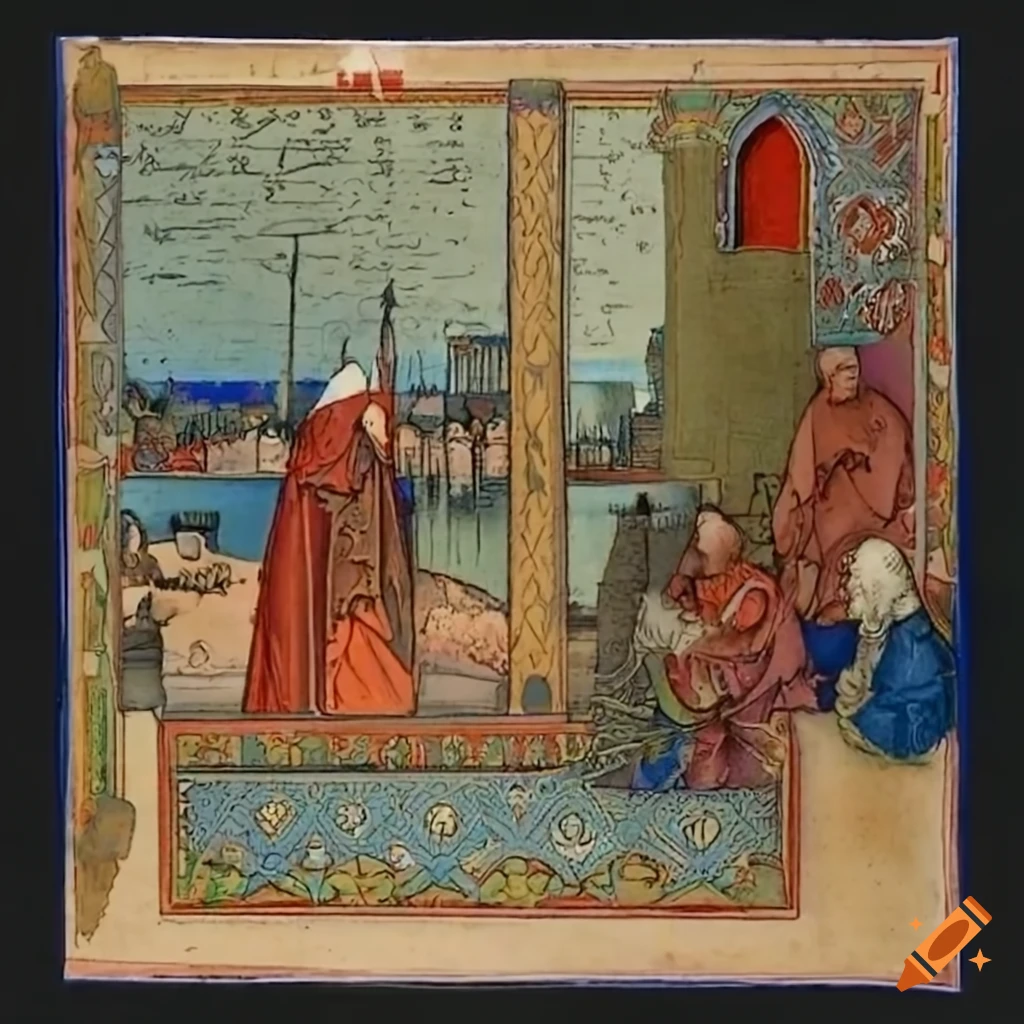 Intricate medieval illuminated manuscript artwork