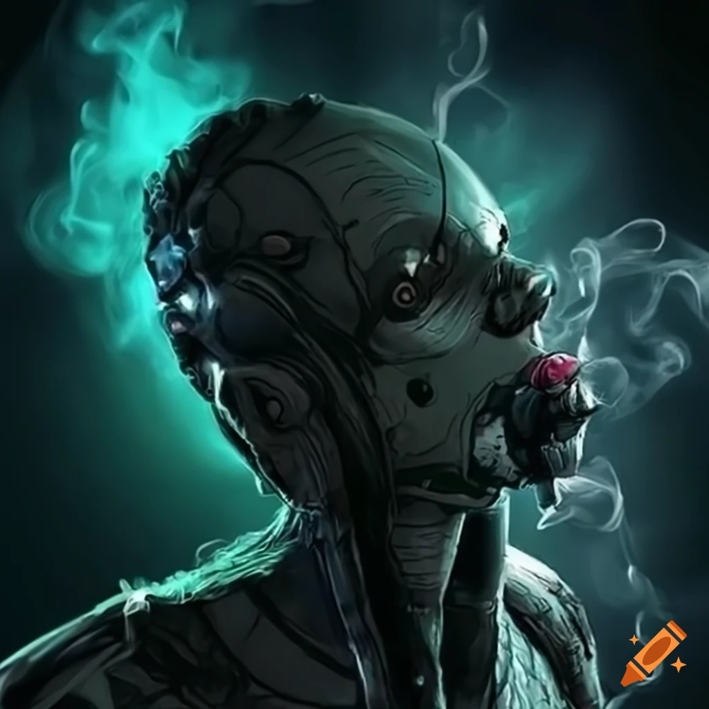 Profile picture of a smoking cyborg extraterrestrial on Craiyon