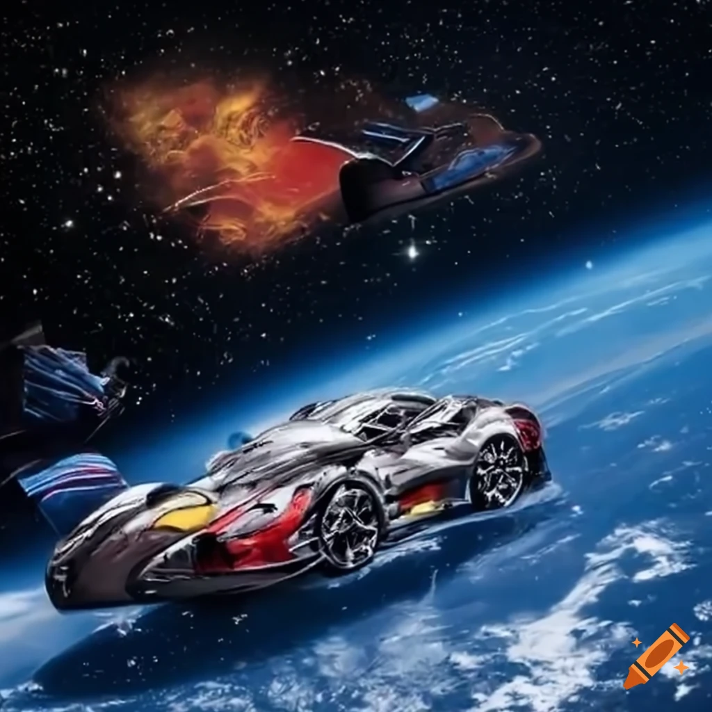 Image of cars racing in outer space