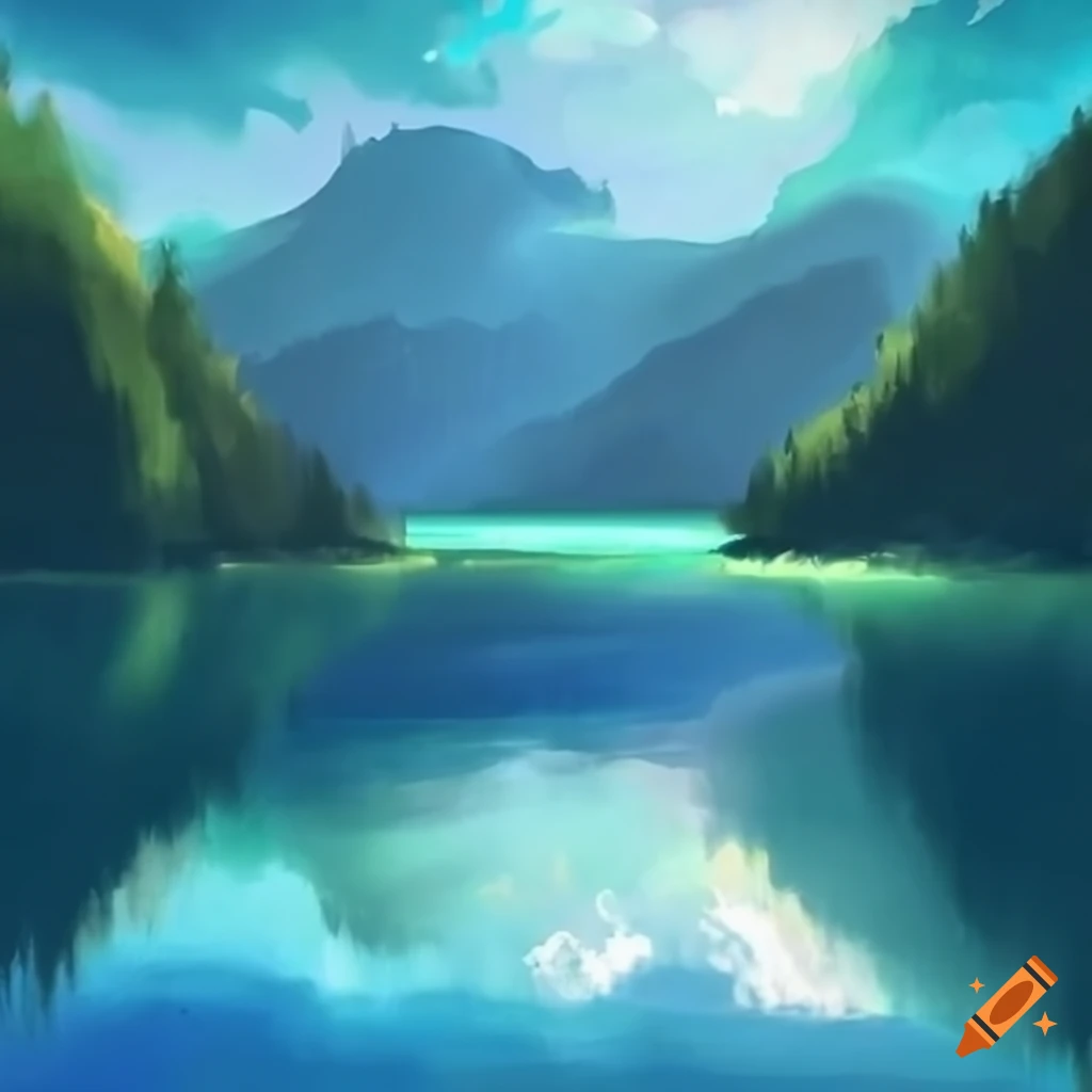 Impressionistic painting of a mountain lake on Craiyon