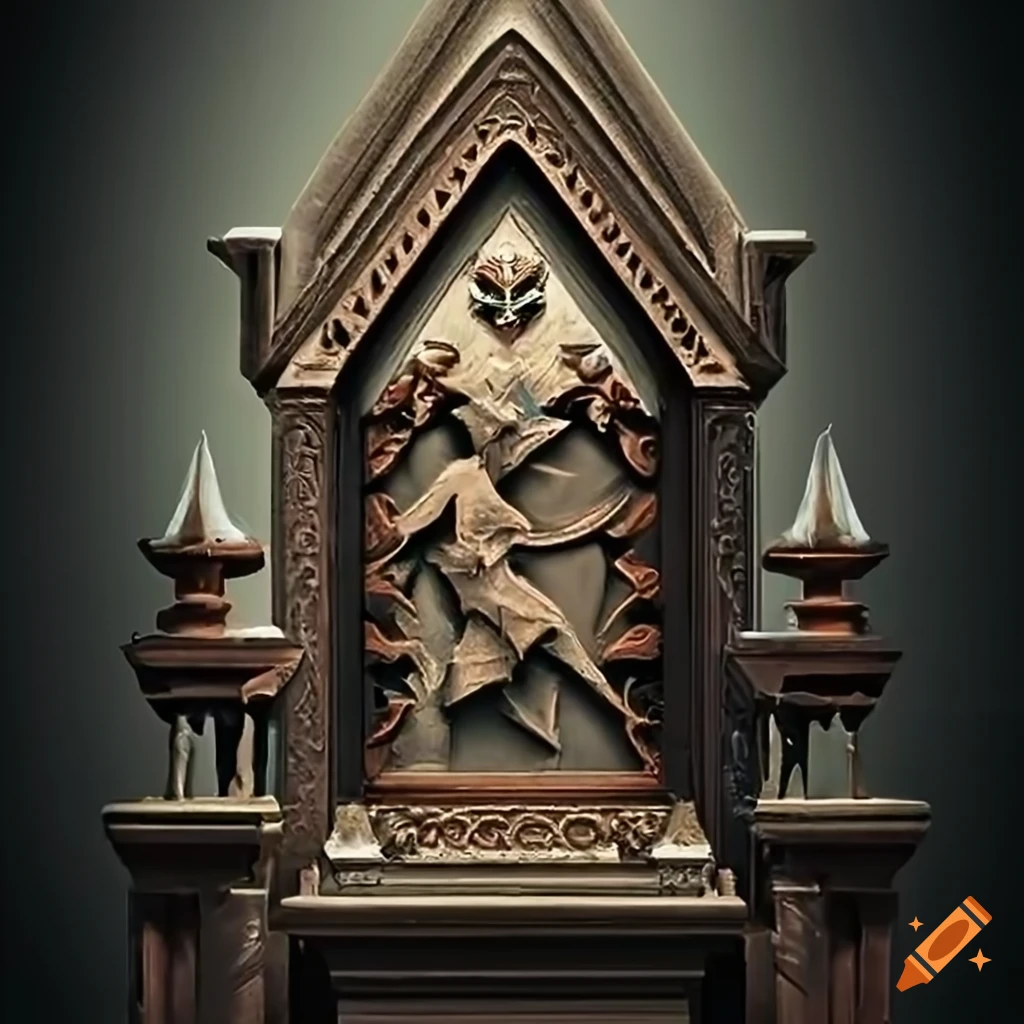 Detailed architectural stave carving artwork on Craiyon