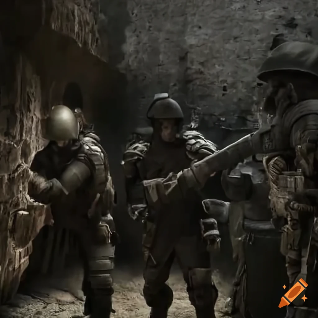 Troops storming the outer wall of a fortress on Craiyon