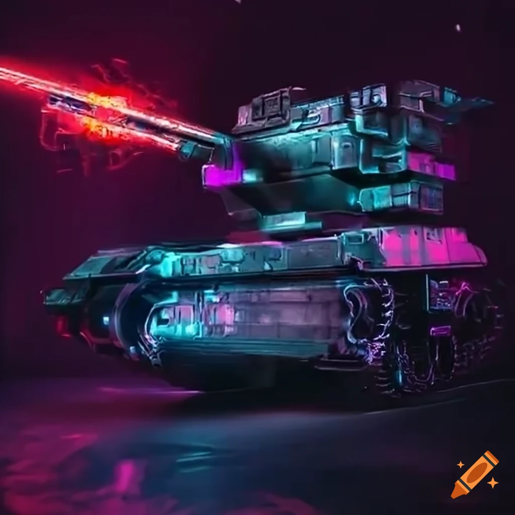Cyberpunk tank firing lasers