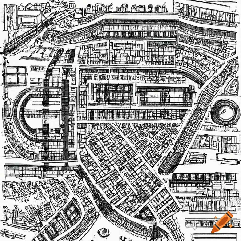 Drawing of a futuristic utopian cityscape on Craiyon