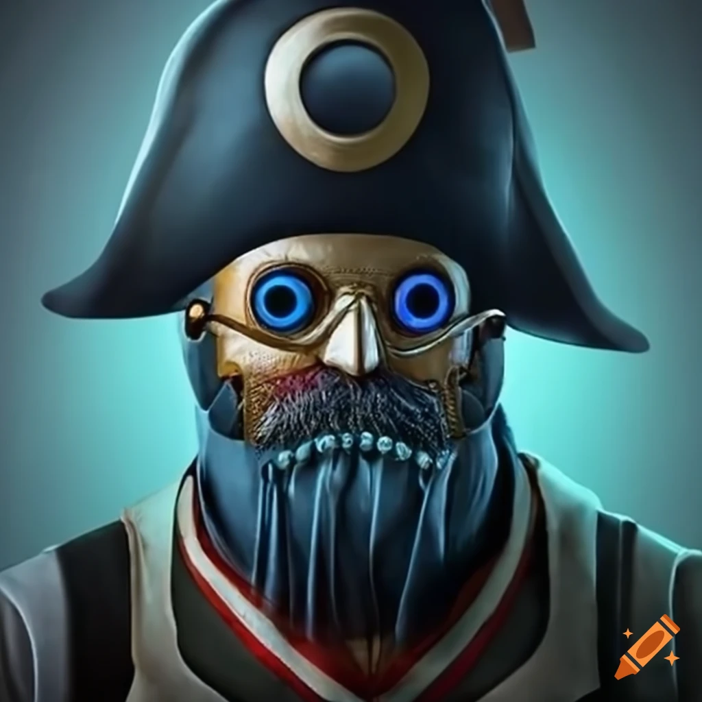 Cyberpunk space pirate with a futuristic flintlock on Craiyon