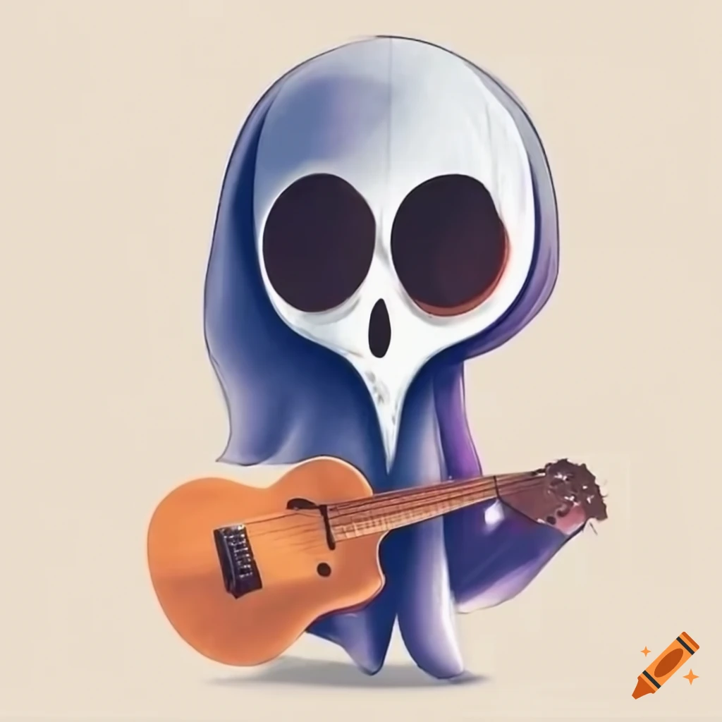 Cute ghost playing guitar