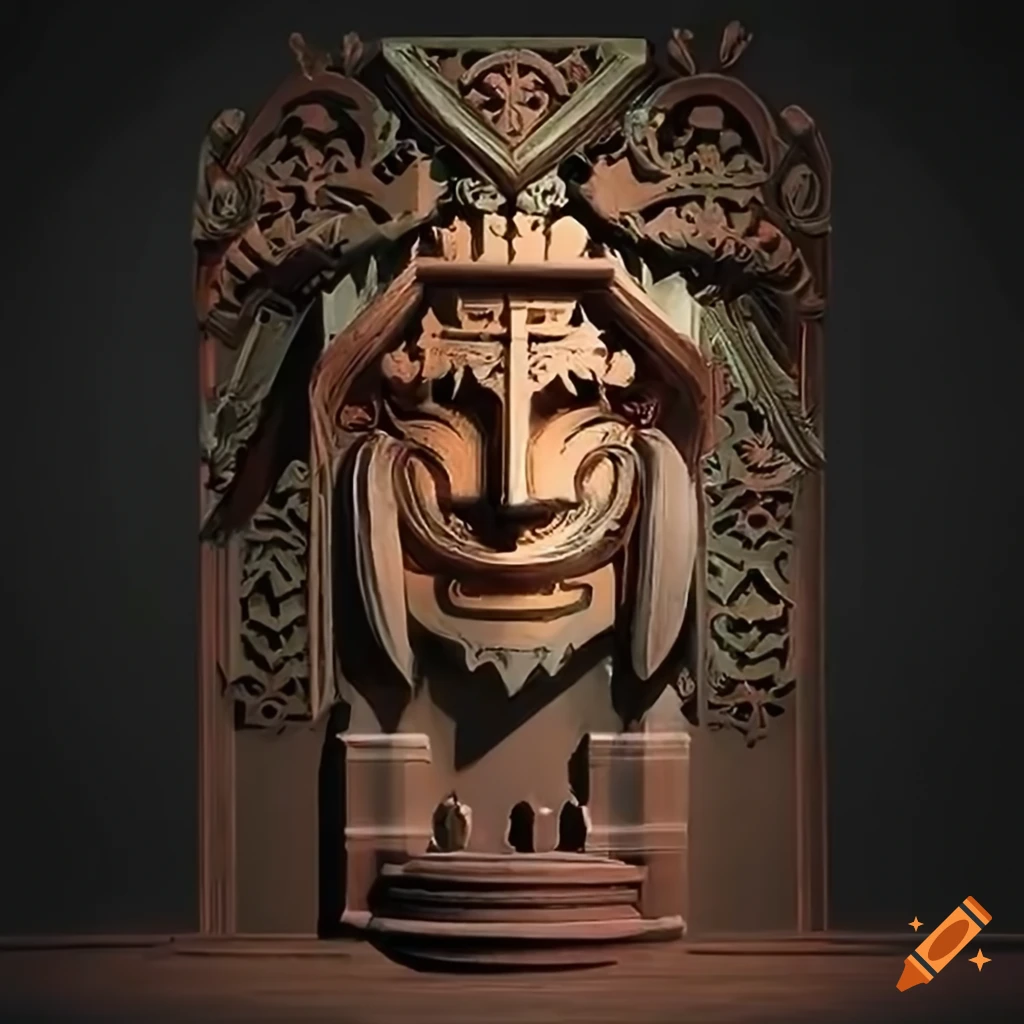 Detailed architectural stave carving art on Craiyon