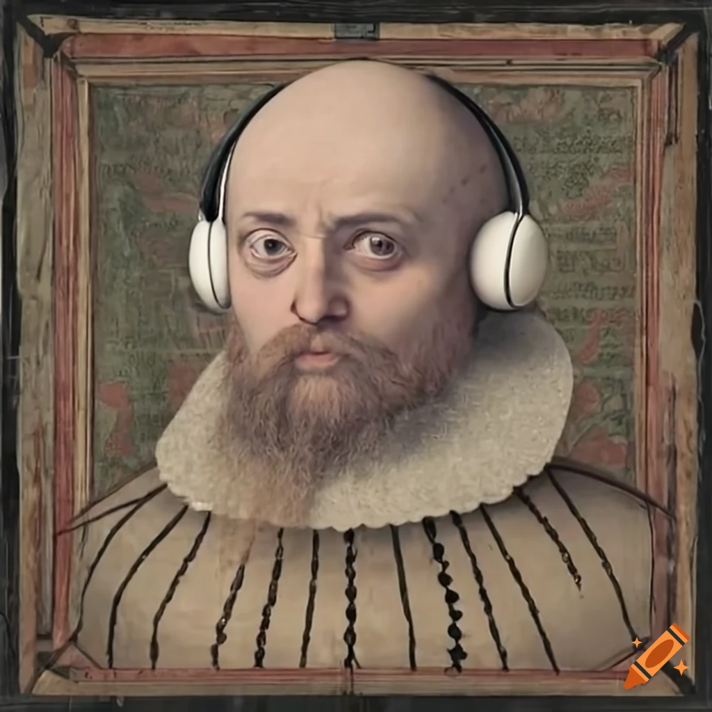 Conceptual art of a bearded man with a computer monitor sphere on Craiyon